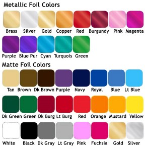 Foil-Color-Chart | Menu Covers by Menusplus LLC